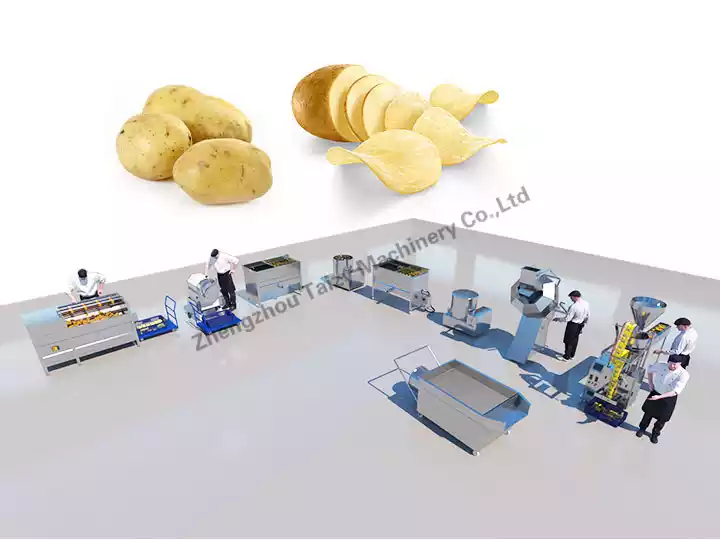 100KG/H Small Potato Chips Processing Plant